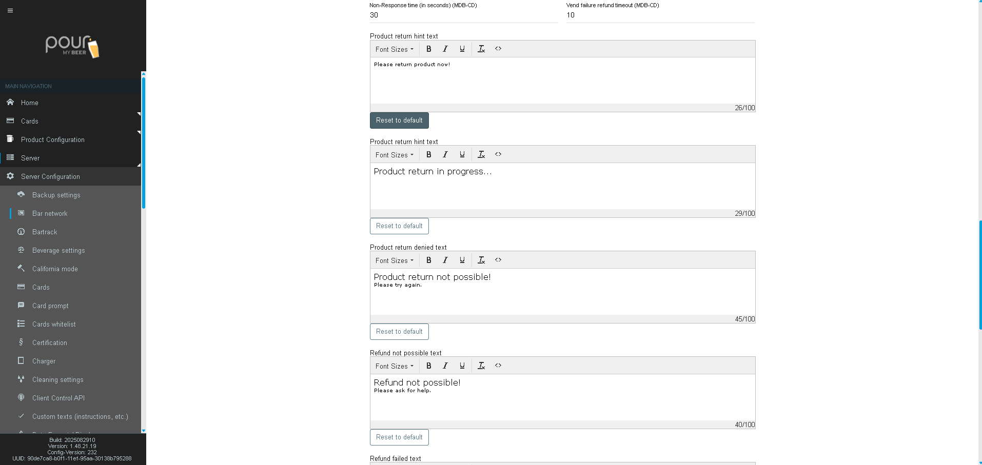 Server Configuration Settings Overview