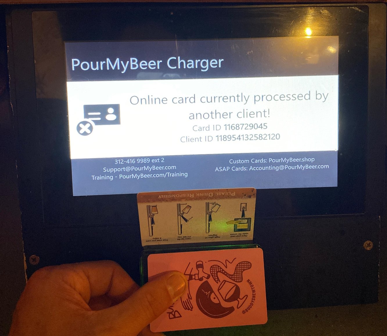 Online card currently processed by another client!